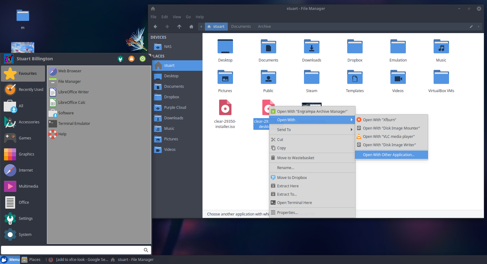 Customised XFCE whisker menu theme – https://sdbillin.com
